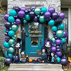 Purple Teal Balloon Garland Double Stuffed Dark Purple Blue Turquoise Green Metallic Latex Balloons Lavender Lilac Mermaid Balloon Arch Kit For Birthday Wedding Bridal Baby Shower Party Decoration