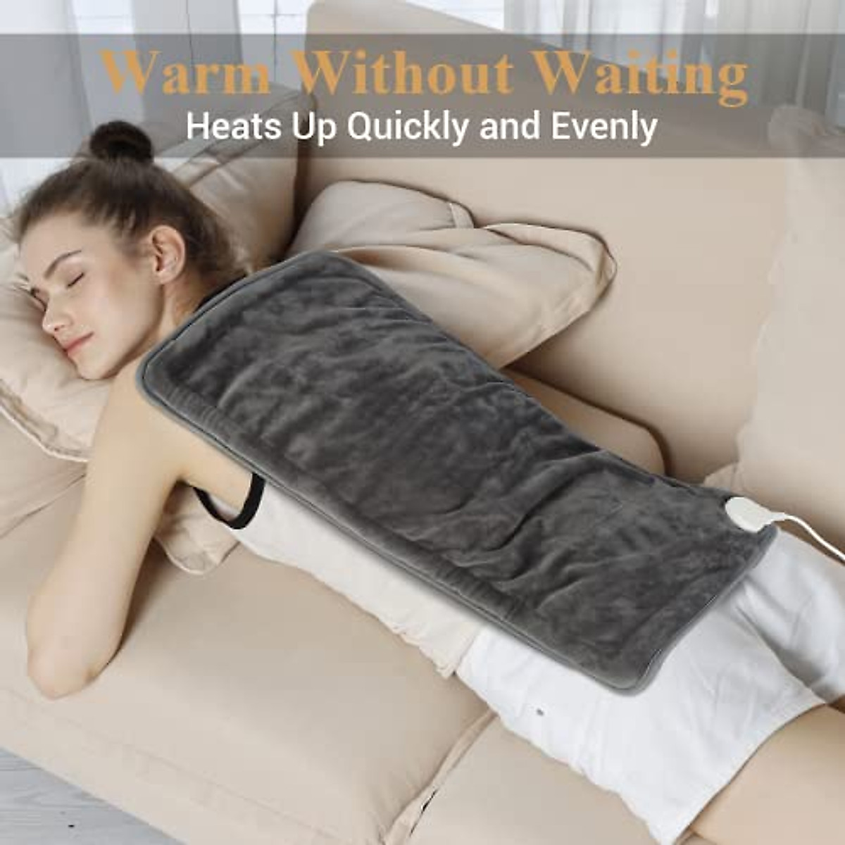 ATASA Weighted Heating Pad for Back Pain Relief, Electric Heating Pads with 11 Auto Shut Off & 9 Heating Levels, 12"x24" XL Heating Pad for Stomach/Cramps/Neck/Shoulder, Moist & Dry Therapy, Washable