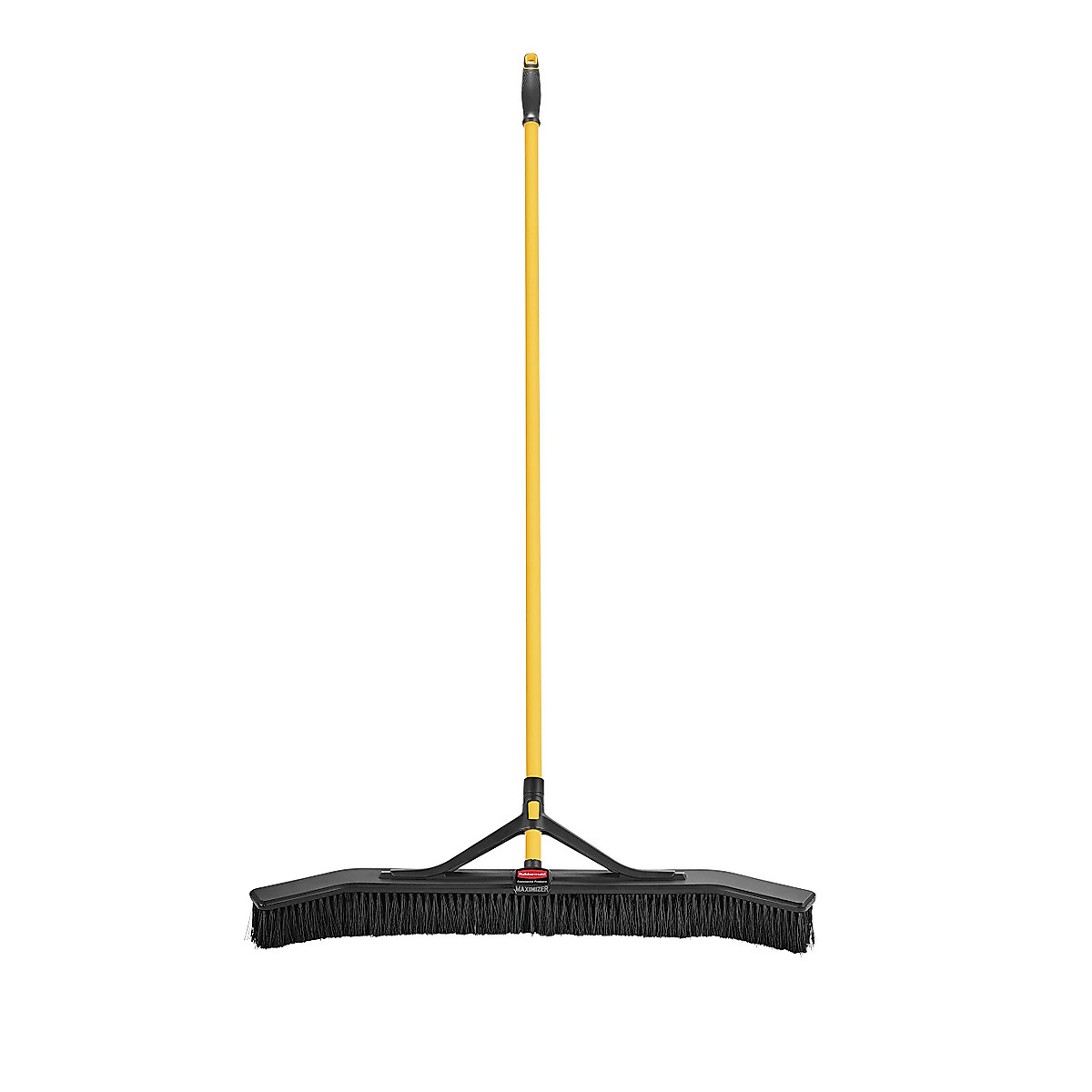 Rubbermaid Commercial Products Maximizer 36" Push to Center Push Broom, Polypropylene Fill, Black, Angled Sides, Medium Bristles for Indoor/Outdoor Multi-Surface Use