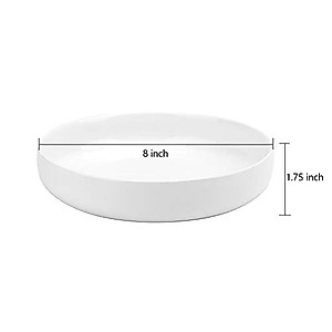 Foraineam 8 Inch Porcelain Round Salad Pasta Bowl Set 22 Ounce Deep Soup Plates White Catering Serving Bowls, Set of 4