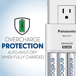Eneloop Panasonic BQ-CC17SBA Advanced Individual Battery Charger with 4 LED Charge Indicator Lights, White