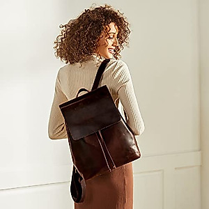 S-ZONE Women Vintage Genuine Leather Backpack Fashion Rucksack Schoolbag Travel Daypack with Luggage Sleeve