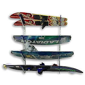 StoreYourBoard Adjustable Water Ski Wall Storage Rack, Holds 4 Sets of Skis, Garage Home Boathouse Organizer
