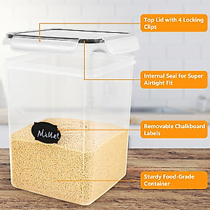 GiFBERA Flour and Sugar Containers with Lids 10 Pack - Large Cereal Containers for Kitchen and Pantry Organization, BPA Free Airtight Food Storage Containers with Marker & Labels