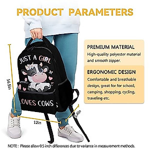 CUSPCOD Cow Backpack for Girls Boys, 16 Inch Backpacks for School, Cute, Adjustable Straps, Durable, Lightweight, Large Capacity Bookbag for Kids