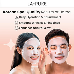 LA PURE Korean Face Mask - Hydrating Sheet Mask, Beauty Snail Mask, Anti-Wrinkle Korean Skin Care, Anti-Aging Sheets Pack, Hydration Mask, Deep Moisturizing Facemask, 10 Facial Masks for Women & Men