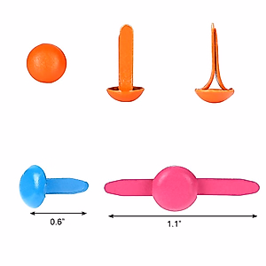 BlingKingdom 100pcs Multicolor Split Pins Pastel Metal Brad Fasteners Brads Round Brads for DIY Crafts Projects Scrapbooking Office (8mm x 14mm)