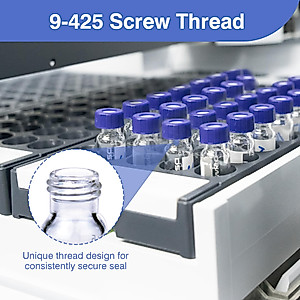 ALWSCI 9-425 HPLC Screw Thread Caps with Septa, White PTFE/Red Silicone Septa for 2ml ND9 Autosampler Vials, 100 pcs/pk