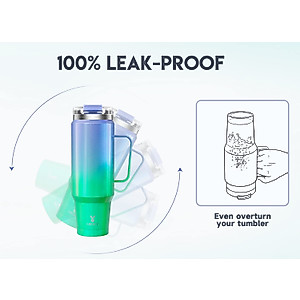 Meoky 40oz Tumbler with Handle, Stainless Steel Travel Mug with 2-in-1 Straw and Sip Lid, Vacuum Insulated Coffee Mug, 100% Leak Proof, Keeps Cold for 34 Hours or Hot for 10 Hours (Fairyland)