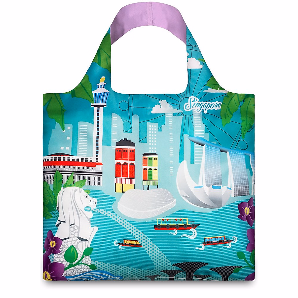 LOQI Urban Singapore Reusable Shopping Bag, Multicolored
