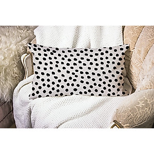 Smooffly Polka Dots Decorative Throw Pillow Cover Case,Brush Strokes Dots Cotton Linen Outdoor Pillow Cases Oblong Rectangle Cushion Covers for Sofa Couch Bed Car 12x20 inch Black