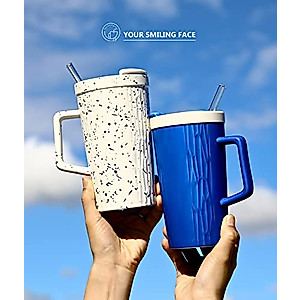 SHANYANTAOCI Large Mug Ceramic Coffee Cup with Straw, 16 oz Big Ceramic Water Cup with Lid and Straw, Tall Drinking Cup for Soda Cola Milk Juice, Unique Graduation Gifts for Birthday and Christmas