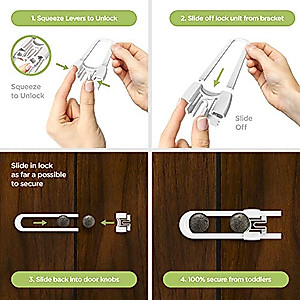 Cabinet Handle Locks (8-Pack) 5 1/4 Inch by Skyla Homes - Stock Clearance - Multi-Purpose Child Safety Lock Best for Baby Proofing Strong ABS Free Plastic Knob Cover Child Proof Cabinet Latches