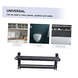PRETYZOOM 1 Set Storage Rack Bath Towel Rack Towel Racks Bar Black Towel Hook Hanger Organizer Black Stand Vintage Bathroom Towel -Mounted Aviation Aluminum Space Aluminum