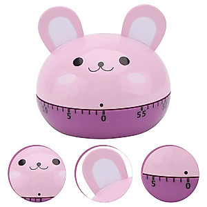 Hemoton Bunny Kitchen Timer Cartoon Animal Clock Alarm Cooking Ring Mechanical Counter Wind Up Timer Time Management Tool for Classroom or Meeting Countdown