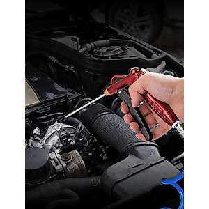 High Volume Air Blow Gun with Powerful Flow Nozzle, Retro Red Air Nozzle Blower Gun with 4.9" Stainless Steel Extension & 1/4'' Standard Quick Plug, Pneumatic Tool for Air Compressor Accessories