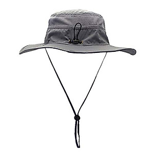 Duakrs Unisex Wide Brim Sun Hat,Outdoor UPF 50+ Waterproof Boonie Hat Summer UV Protection Sun Caps (Gray)