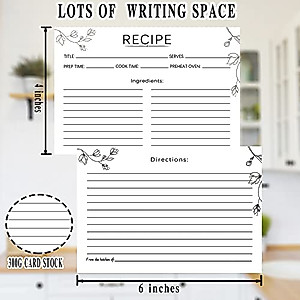 100 Count Recipe Cards, Recipe Cards 4x6 Inch White, 4x6 Recipe Cards Double Sided, Blank Recipe Cards for Bridal Showers and Wedding, Christmas Gifts