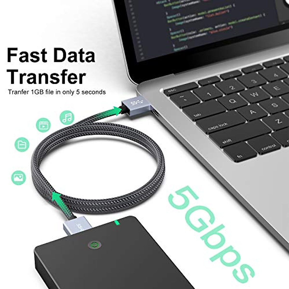 FXAVA USB to USB Cable, USB to USB Nylon Braided USB Male to Male for with Hard Drive Enclosures, DVD Player, Laptop Cool - 2FT