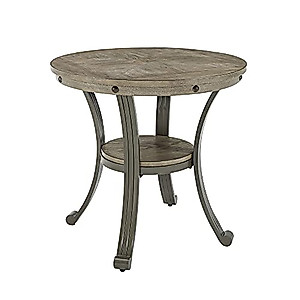 Powell Pewter Metal and Rustic Wood Side Table Franklin Dining