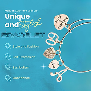 Infinity Collection 60th Birthday Charm Bracelet – Rose Gold Adjustable Bangle with Fabulous & Sixty Charms – Gift for Women – Includes Velvet Jewelry Pouch