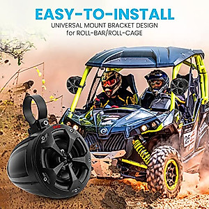 Pyle PLUTV41BK 2-Way Dual Waterproof Off-Road Speakers, 4 Inch 800 Watt Marine Grade Wakeboard Tower Speakers System, Full Range Outdoor Audio Stereo Speaker for ATV, UTV, Quad, Jeep, Boat -Black