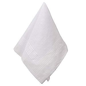 Perry Ellis 12 Pack Handkerchief (100% Cotton White with Satin Border, 16" x 16")