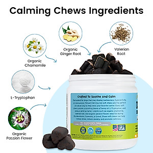 Calming Chews for Dogs - Dog Calming Treats - Calming Aid Dog Supplement - Helps with Dog Anxiety Relief, Separation, Barking, Stress Relief - Natural Calming Relaxer for Aggressive Behavior