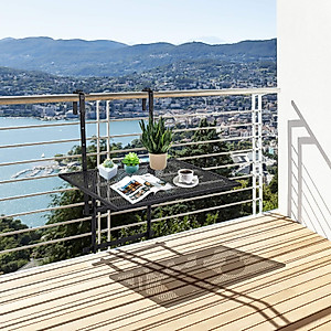 Tangkula Outdoor Folding Hanging Table, 5 Height Adjustable & Foldable Space Saving Railing Serving Table, Width from 1.5 inch to 4 inches, Suitable for Patio, Balcony and Deck