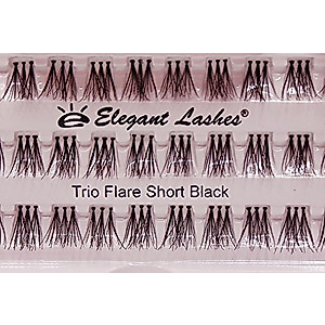 Elegant Lashes Trio Flare - SHORT Black Individual Lashes (Pro Dozen Pack - 12 Trays)