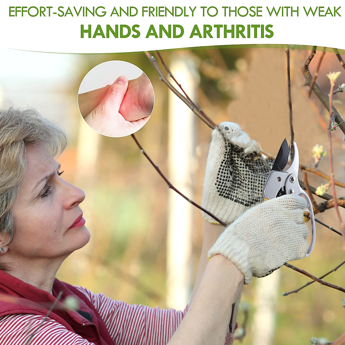 MUSTKING garden clippers, work 3 times easier, ratchet pruning shears,for trimming rose, floral, tree, live plants, arthritis weak hand snips