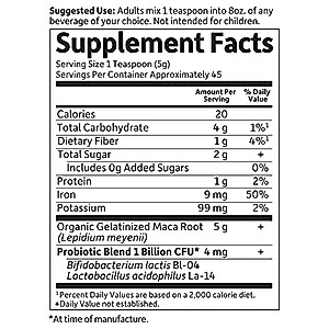 Garden of Life mykind Organics Fair Trade Organic Gelatinized Peruvian Maca Root Energy Boost 7.93 oz (225g) Powder with Probiotics, Certified Organic, Non-GMO, Vegan & Gluten Free Herbal Supplements