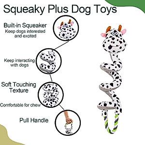 Zcooks Squeaky Dog Toys for Large Dogs, Interactive Tug of War Puppy Toys with Pull Rope, Stuffed Pet Dog Toys with Soft Fabric Suitable Rope Dog Toys for Small, Medium, and Big Dogs