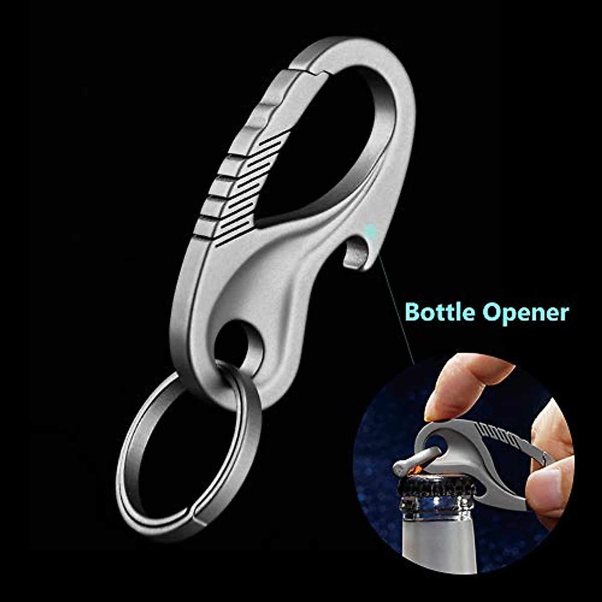 TISUR Titanium Carabiner Key Holder Quick Release Heavy Duty Bottle Opener Car Key Chain for Men (Taiji+O Ring)