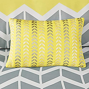 Intelligent Design ID12-234 Nadia Duvet Cover King/Cal King Size - Yellow , Chevron Duvet Cover Set – 5 Piece – Ultra Soft Microfiber Light Weight Bed Comforter Covers