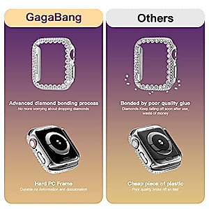 Bling Bumper Case Compatible with Apple Watch Series 6 5 4 Se 44mm,Diamond Protective Face Cover for Women,Hard PC Frame Protector for iWatch 44mm Silver