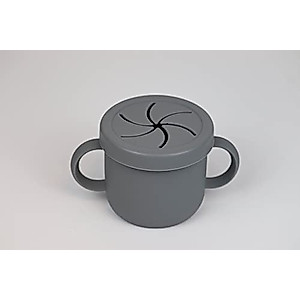 Silleebee Silicone 5-in-1 Toddler Open Training Cup | 3 Interchangeable Lids with Straw and Handles | Sippy and Snack Option for Babies | Infant 6 mos+