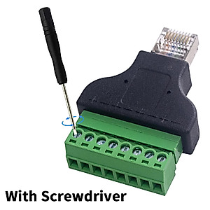 Poyiccot RJ45 Screw Terminal Adapter/Network RJ45 Ethernet Adapter, RJ45 Breakout Board / 8p8c Male to 8 Pin AV Terminal Screw Adapter Converter Block Plug for CCTV, Cat5, Cat6 (2pack)