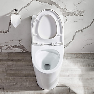 DeerValley DV-1F52636 Prism Modern Comfortable Seat Height Dual Flush Elongated One-Piece Toilet with Soft Closing Seat, High-Efficiency Supply, Luxury White Contemporary Ceramic (White)