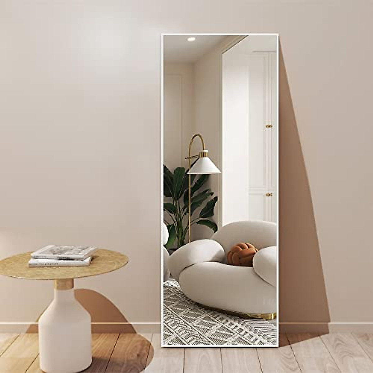 NicBex Full Length Mirror, 64x21 Inch Aluminum Alloy Frame Large Wall Mirror, Vanity Mirror, Dressing Mirror for Living Room,Bedroom ,White