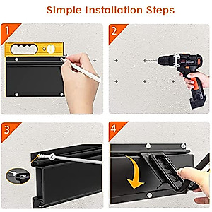 touekeng Garage Storage Tool Organizer,Garage Organization Wall Mount Rack Hanger,Super Heavy Duty Steel Garden Tool Organizer (6Hooks, 2Rails 32 in)