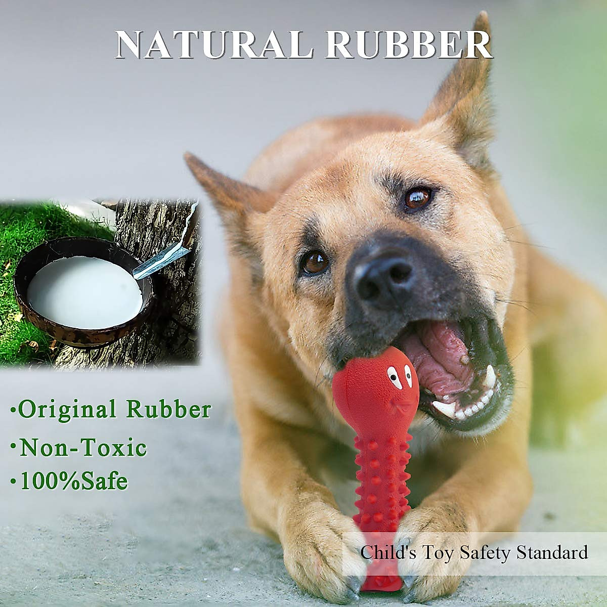 Wieppo Squeaky Dog Toys for Aggressive Chewers Large Breed, Medium Dogs, Natural Durable Rubber Dog Chew Toys