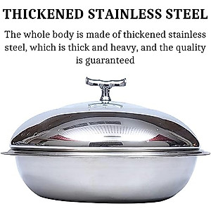 Stainless Steel Chafing Dish Fuel Holders, Round Catering Buffet Warming Container Server Tray, with Food Pan and Lid, for Party or Banquet