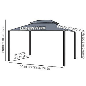 ZHYHSM-111 10x12 Hardtop Gazebo Aluminum Frame Gazebo, Polycarbonates Gazebo Canopy with Curtains for Patio Lawn and Garden