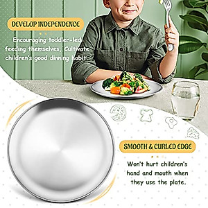 HaWare 4-Piece 18/8 Stainless Steel Plates, Metal 304 Dinner Dishes for Kids Toddlers Children, 9 Inch Feeding Serving Camping Plates, Reusable Dinnerware, Shatterproof & Non-toxic, Dishwasher Safe