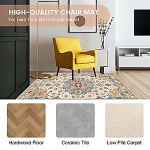 Office Chair Mat for Hardwood Floor, 2.62 lbs Anti-Slip Hi-Q Desk Chair Mat for Hardwood & Low-Carpeted Floors, 48x36 Easy to Clean Desk Floor Mat for Office Chair on Hardwood Floors