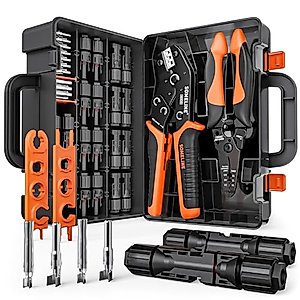 SOMELINE® Solar Connector Crimping Tool Kit, 14-10 AWG Crimper for Solar Panel Cables, Tool Kit with 12 Pairs of Solar Connectors and Wrench and Stripper and Crimper, Solar Panel Connectors