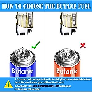 Yeuligo Torch Lighters, Butane Lighter with 360° Flexible Neck and Visible Window, Refillable Grill Lighter with keyhole, Clear(without Gas)