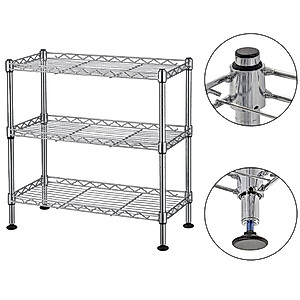 3-Tier Metal Steel Wire Shelf Organizer Unit Shelving for Cabinets, Bath, Kitchen, Countertop, Stackable Cabinet Shelf Kitchen Counter Rack Organizer Multipurpose Pantry Bedroom Bathroom Storage Racks