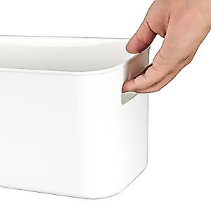 Yopay 4 Pack Plastic Storage Bin with Handle, White Bathroom Kitchen Organizer Bin for Organizing Hand Soaps, Body Wash, Shampoos, Lotion, Conditioners, Hand Towels, Cosmetic, Snacks, Seasoning